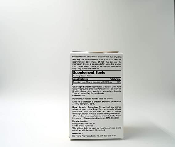 MAGnesium Oxide 400mg – Elemental Magnesium Dietary Supplement – 100 ...